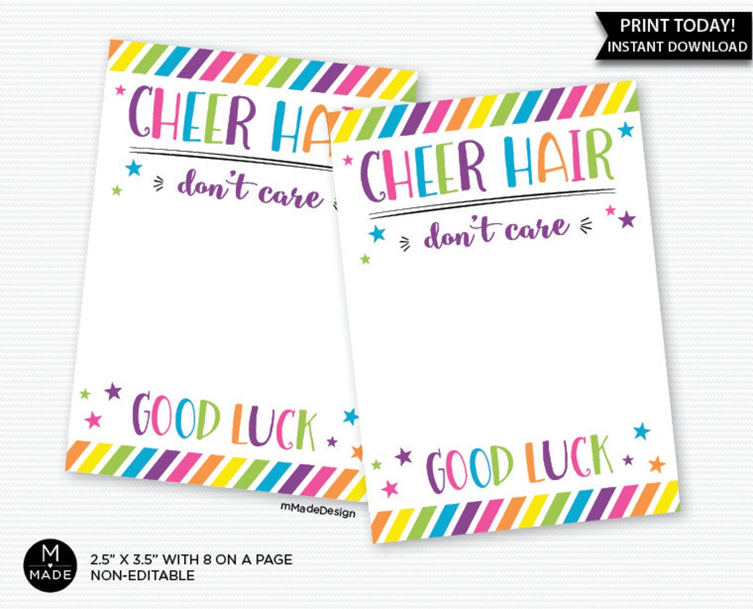 Cheer Hair Don't Care Hair Tie Card, Sports Good Luck, Cheer Team ...