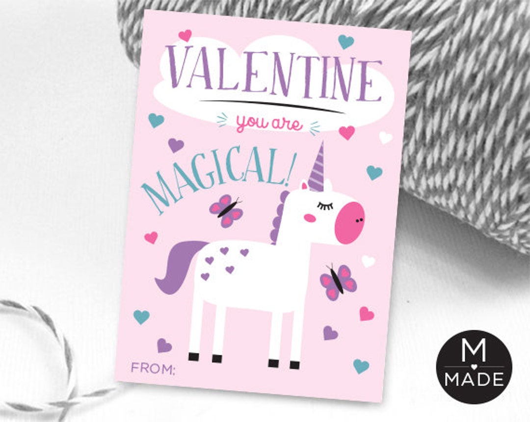 Unicorn Valentine's Day Card Printable, Class Valentine's, You Are ...