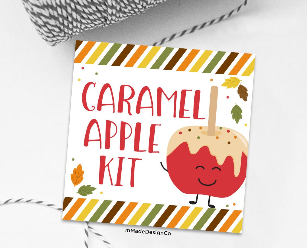 Caramel Apples Kit Tags Printable Thanksgiving Gift Autumn DIY Gift Box ...