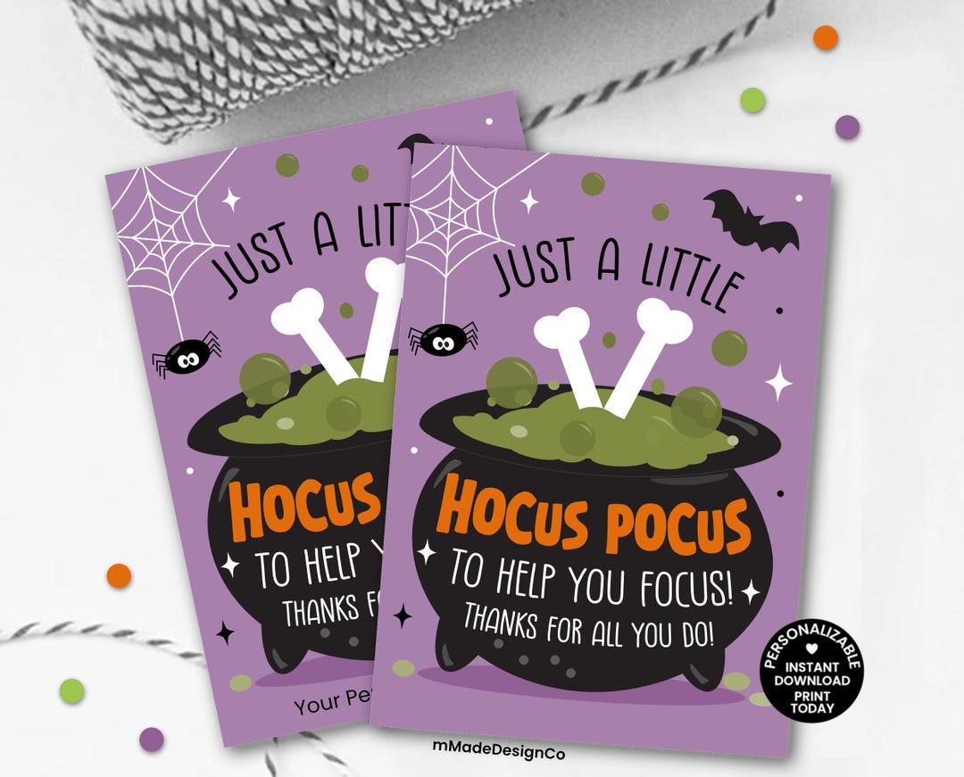 Halloween Appreciation Gift Tags Personalizable Template Hocus Pocus ...