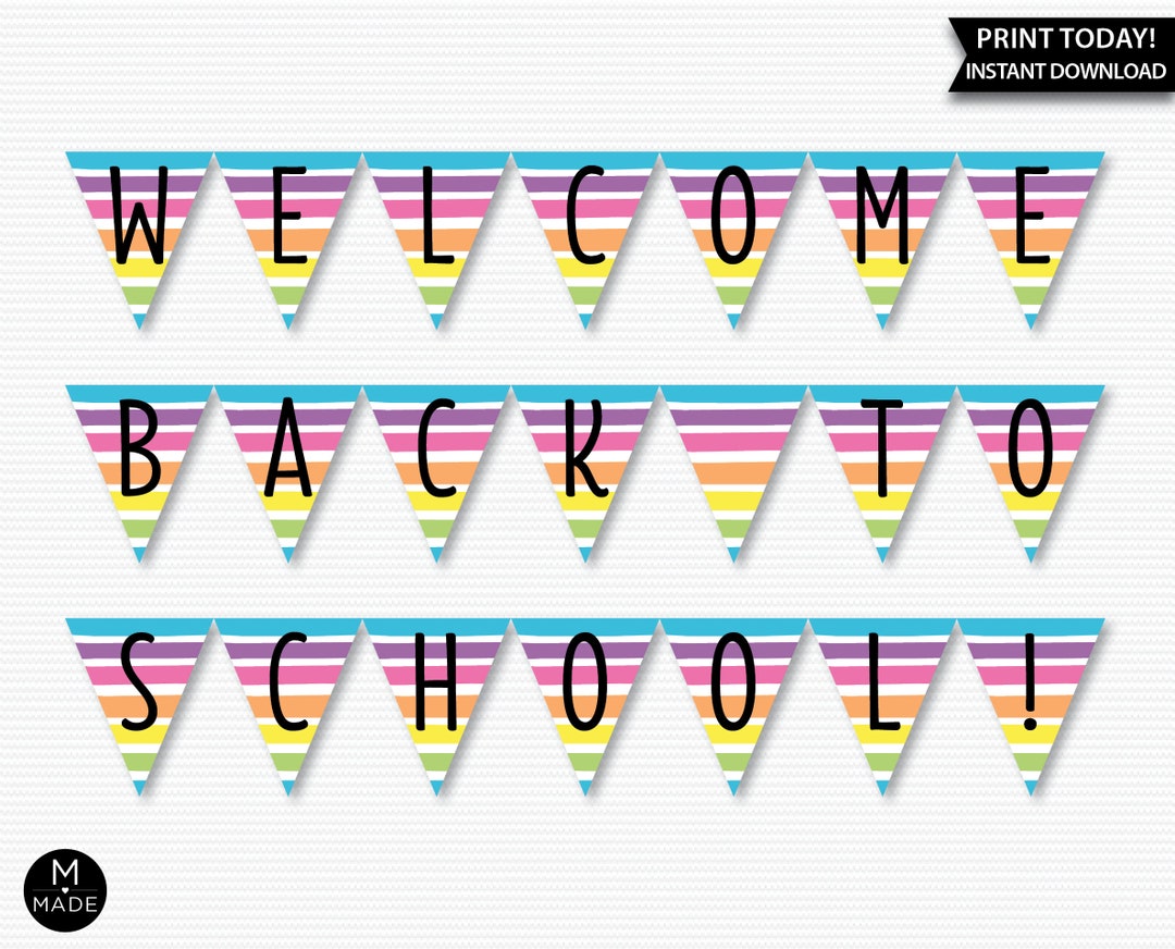 Back to School Banner Printable, Instant Download, Bright Colors ...