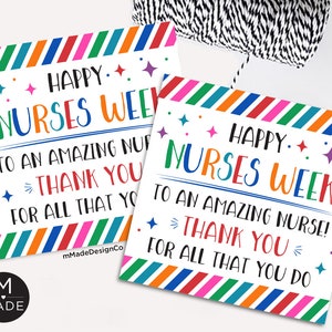 Happy Nurses Week Tags Amazing Nurse Thank You Gift Tags Nurse ...