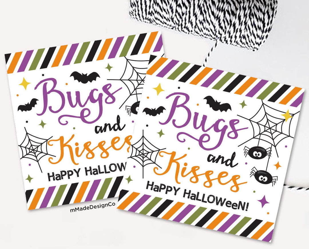 Bugs and Kisses Halloween Tags Chocolate Plastic Bugs Spiders Kids ...