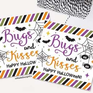 Bugs and Kisses Halloween Tags Chocolate Plastic Bugs Spiders - Etsy