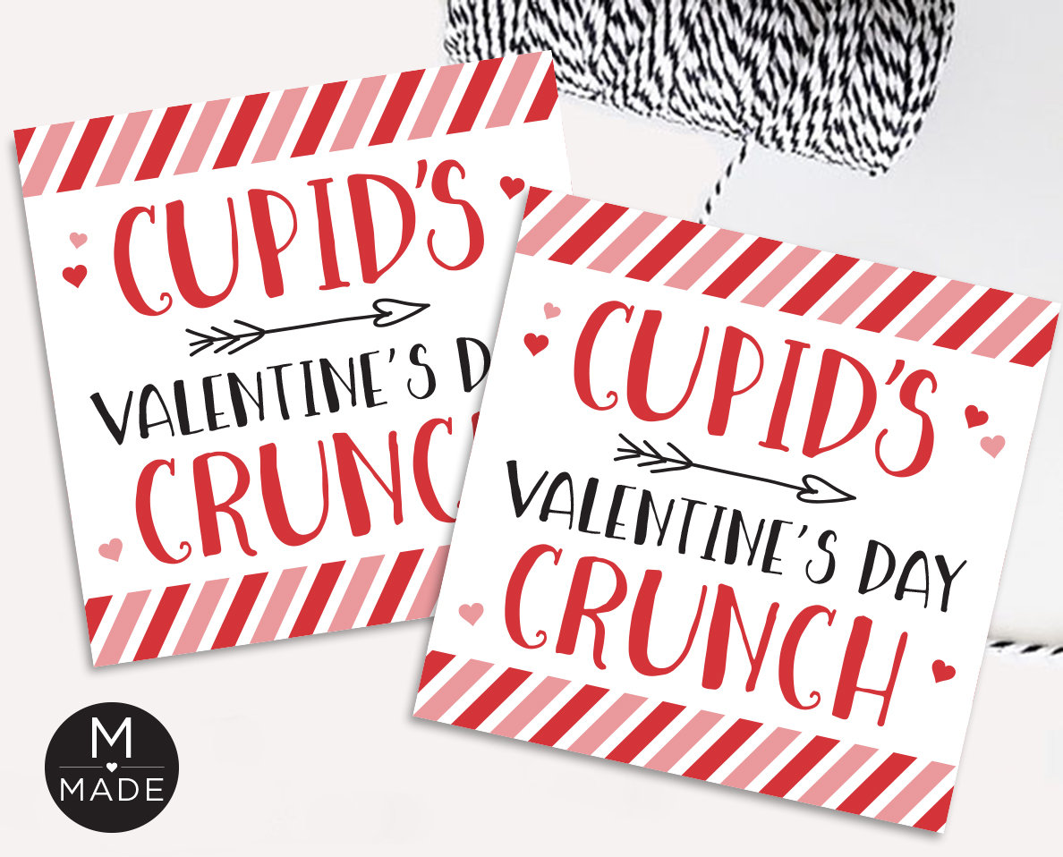 Cupid's Valentine's Day Crunch Tags, Snack Mix Gift Tags, Trail Mix ...