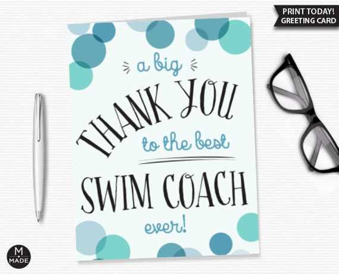 Thank You to the Best Swim Coach Ever Greeting Card Thank You Gift Card ...