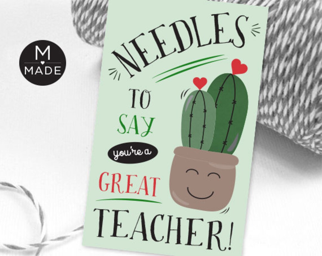 Needles to Say You're a Great Teacher Gift Tags Teacher Appreciation ...
