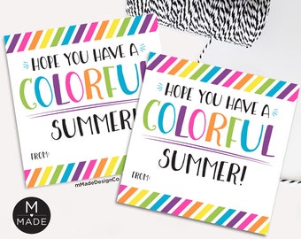 Summer Crayon Gift Tags, Have A Colorful Summer, Editable End of School ...