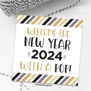 Welcome the New Year With A Pop New Year's Favor Tag, New Year's Tag ...