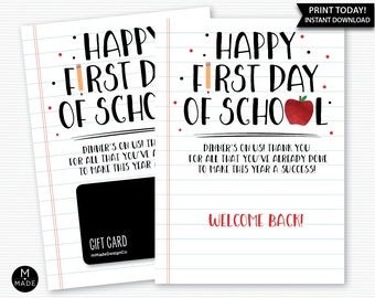 Back to School Teacher Gift Card Holder - Dinner on Us - Etsy