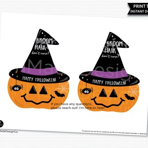 Halloween Hair Scrunchie Card Broom Hair Don't Care Pumpkin Witch Non ...