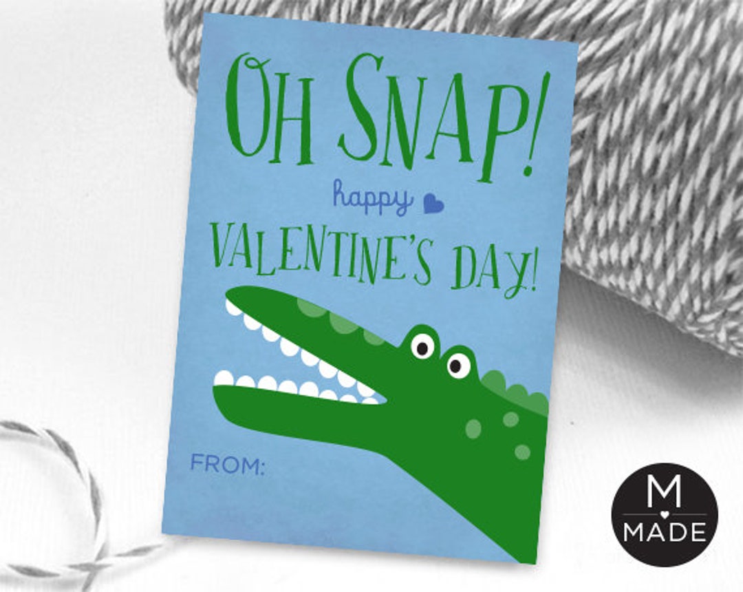Oh Snap Valentine's Card, Oh Snap Card, Alligator Valentine's Card ...