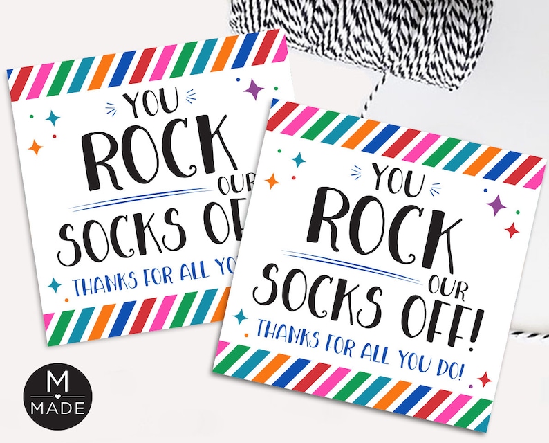 You Rock Our Socks off Tags Employee Appreciation Socks Gift - Etsy