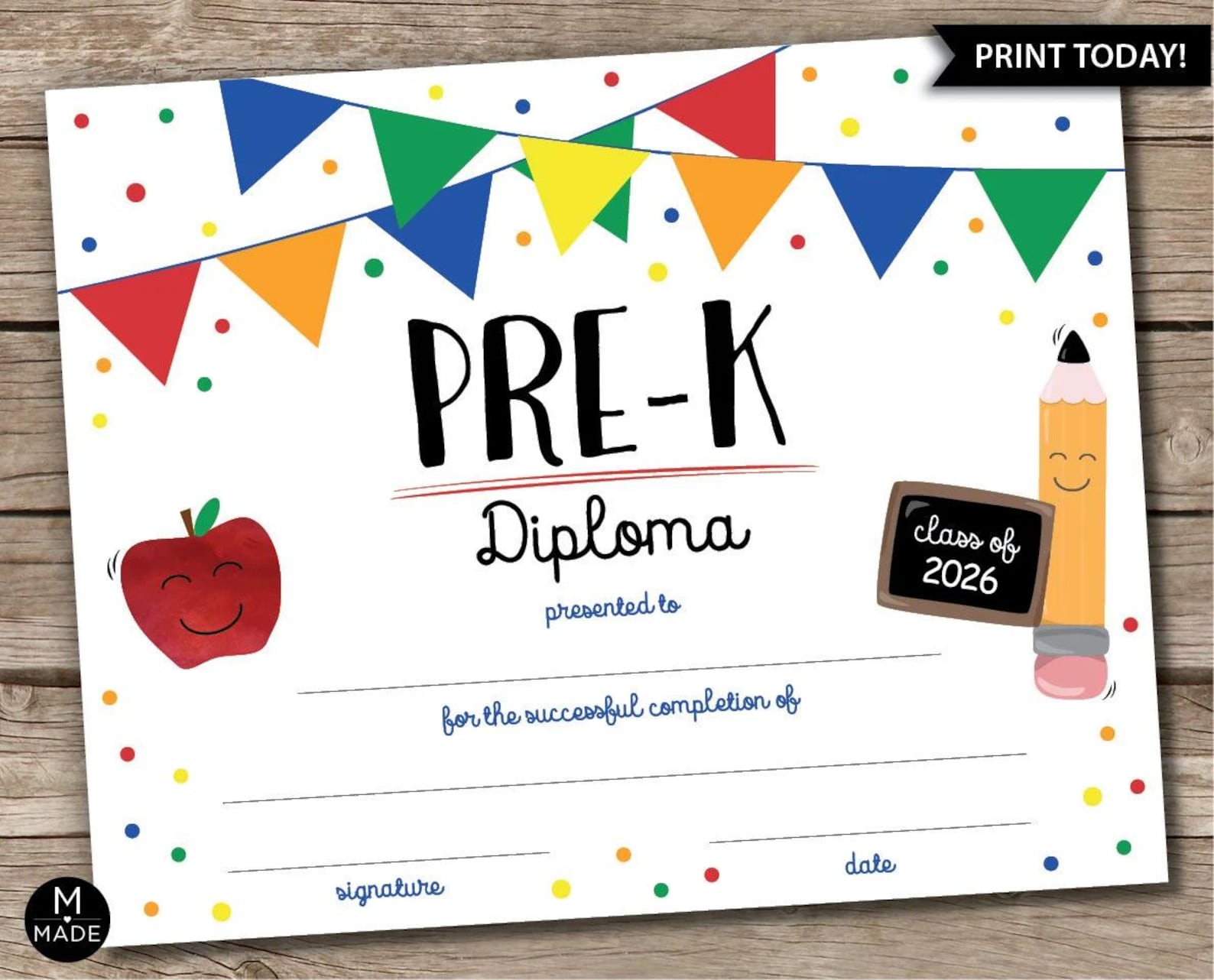 Pre-k Diploma Pre-k Certificate School Printables Preschool Graduation ...