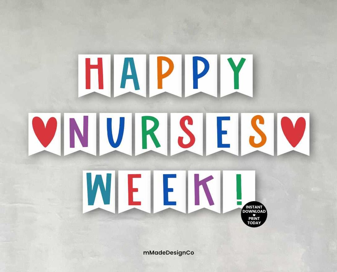 Happy Nurses Week Banner Printable Nurses Week Decoration Wall Hanging ...