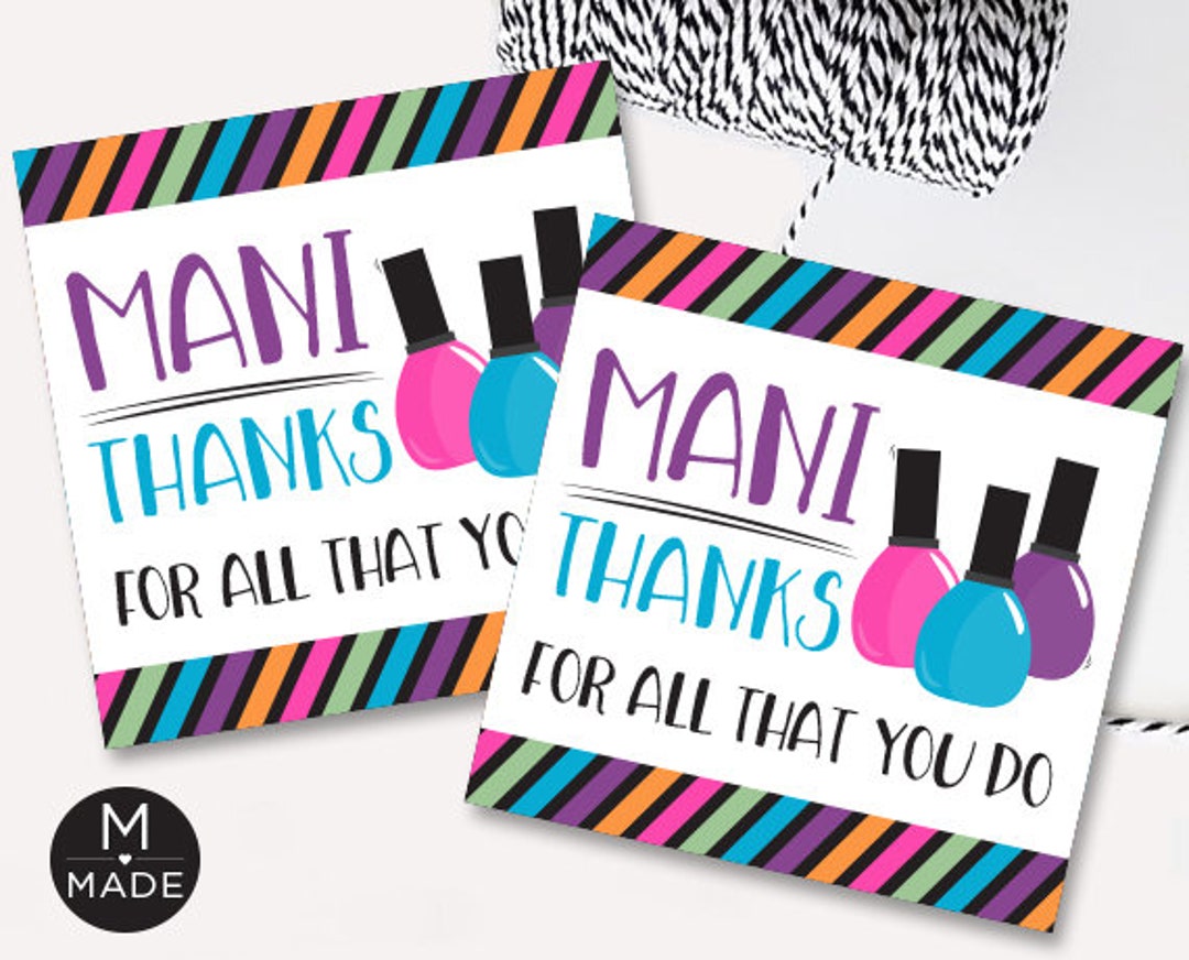 Mani Thanks for All You Do Nail Polish Thank You Gift Tags Coworker ...