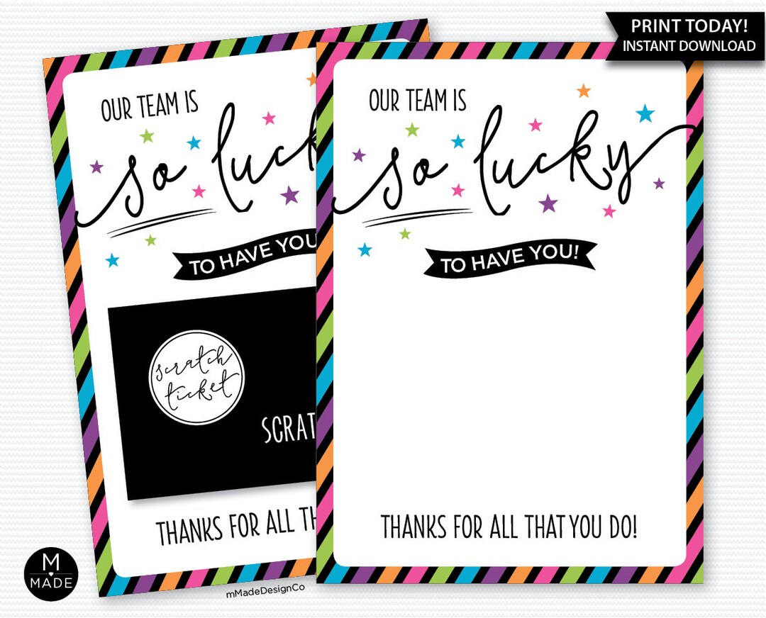 Our Team is so Lucky to Have You Scratch Ticket Gift Employee ...