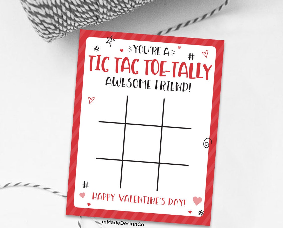 Tic Tac Toe-tally Awesome Friend Valentine's Day Card Kids Valentine ...