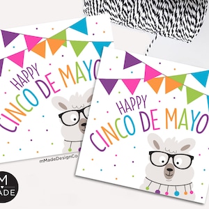 Happy Cinco De Mayo Tags, Llama Gift Tag, Office Fiesta, Employee ...