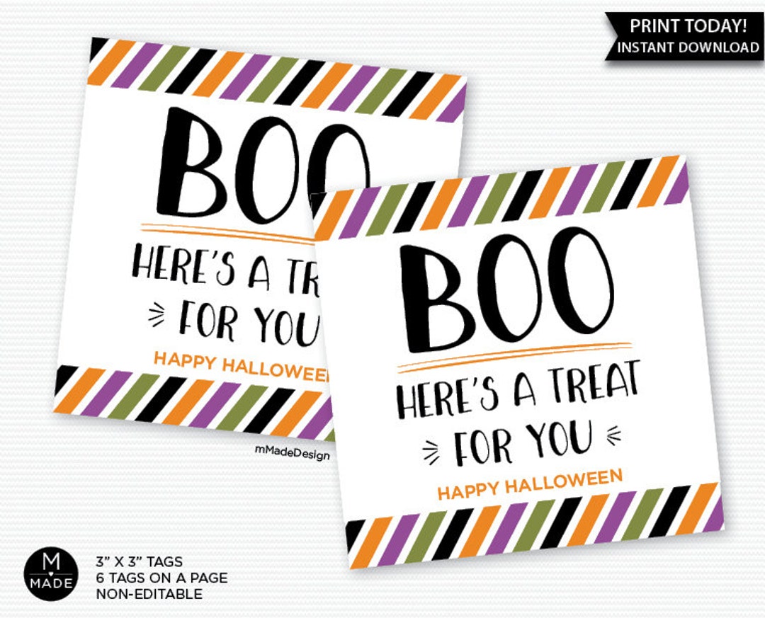 Boo Here's A Treat for You, Boo Halloween Tags, Halloween Treat Tags ...