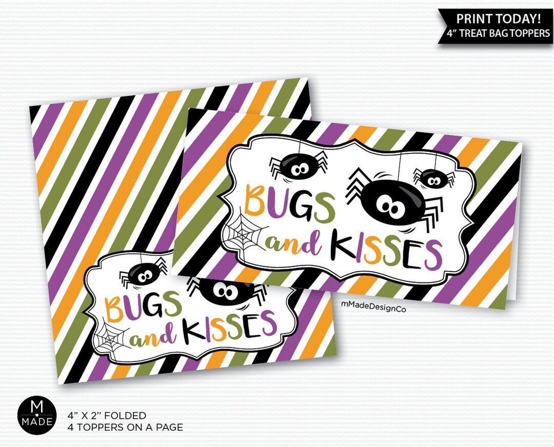 Bugs and Kisses Treat Bag Toppers Bag Labels Chocolate Drops Plastic ...