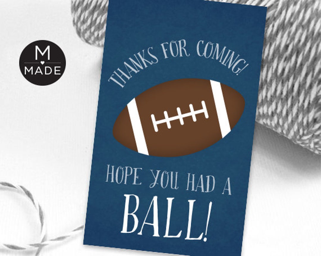 Football Tag, Printable Tag, Football Party Tag, Blue Football Birthday ...