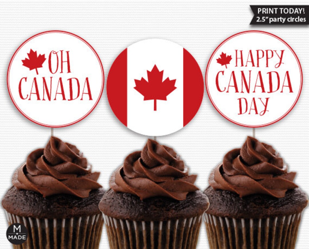 Canada Day Decorations Canada Day Cupcake Toppers Happy Canada Day ...