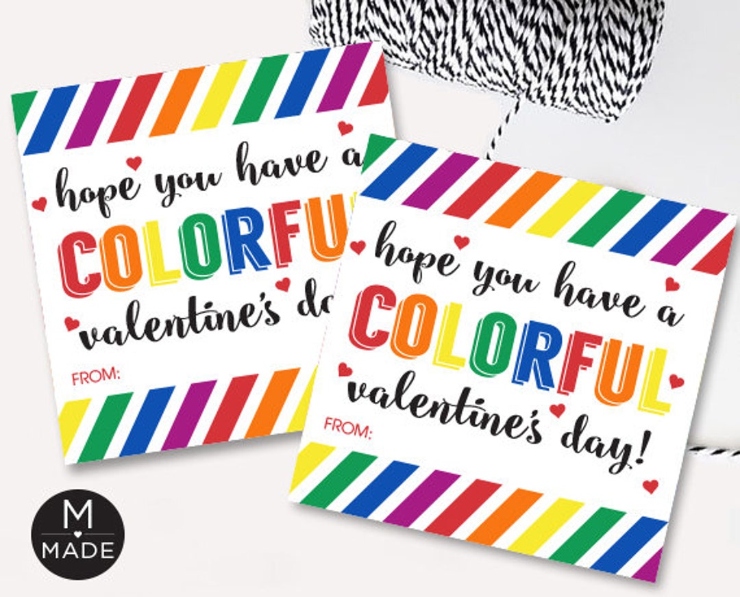 Colorful Valentine's Day Tags, Kids Valentines, Colorful Valentine ...