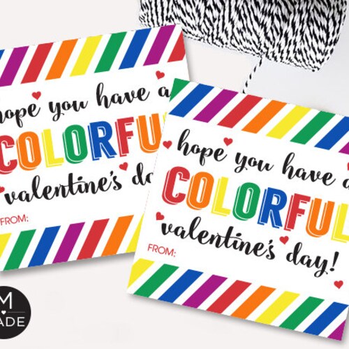 Colorful Valentine's Day Tags Kids Valentines Colorful | Etsy