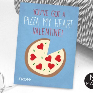 Pizza Valentine's Day Card, Printable, Classroom Valentine's Card ...