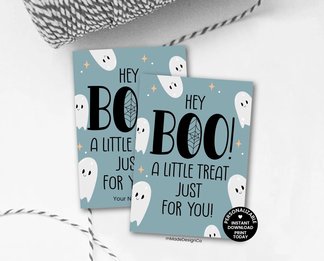 Hey Boo Halloween Treat Tags A Little Treat Just for You Coworker ...