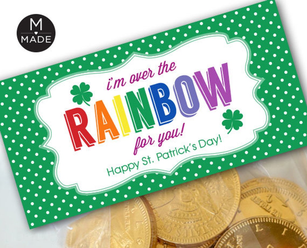 St. Patrick's Day Treat Bag Topper I'm Over the Rainbow for You St ...