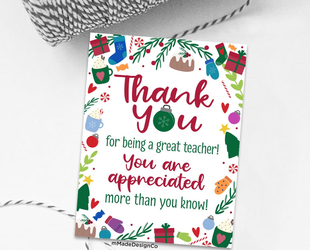 Christmas Gift Tags Personalizable Template Teacher Appreciation ...