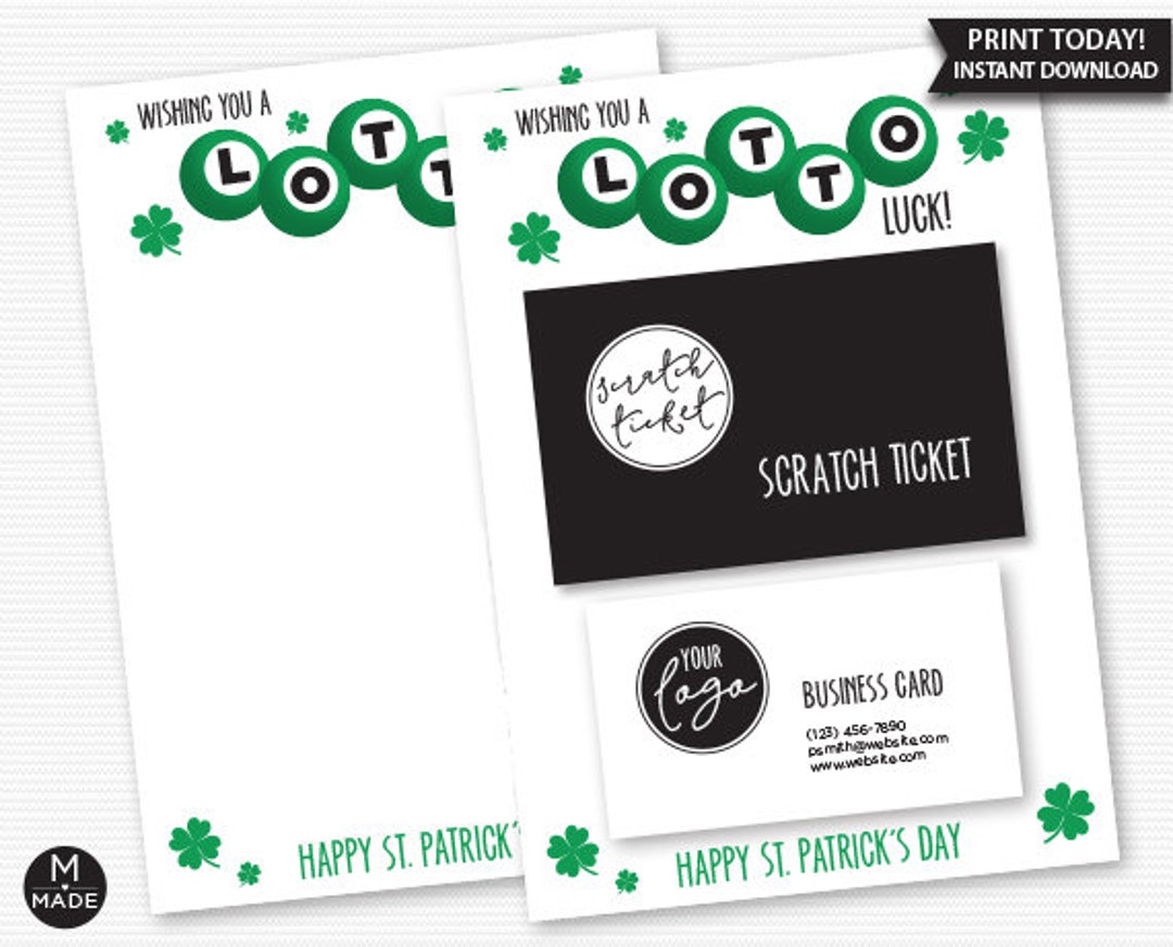Wishing You A Lotto Luck St Patricks Day Business Marketing Scratch ...