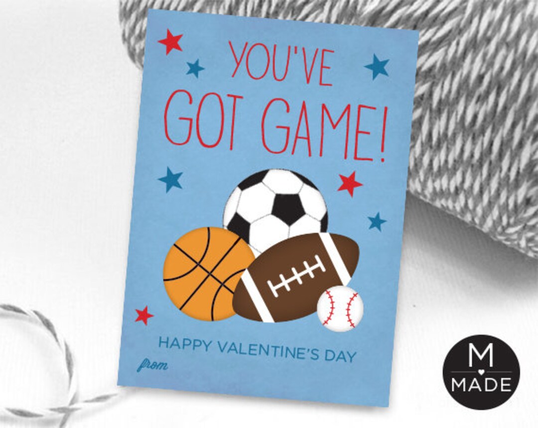 Sports Valentine's Card, Sports Valentines, Kids Valentine's Card ...