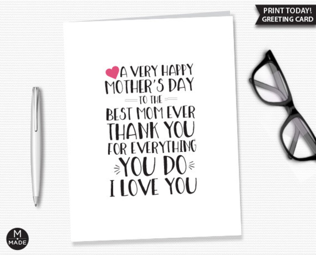 Mothers Day Card Printable Card Simply Stated Mothers Day Best