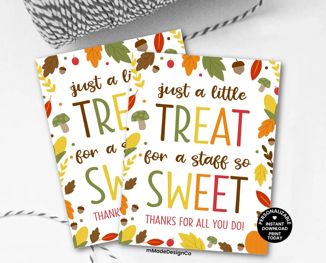 Fall Appreciation Tags Little Treat for A Staff so Sweet Autumn ...
