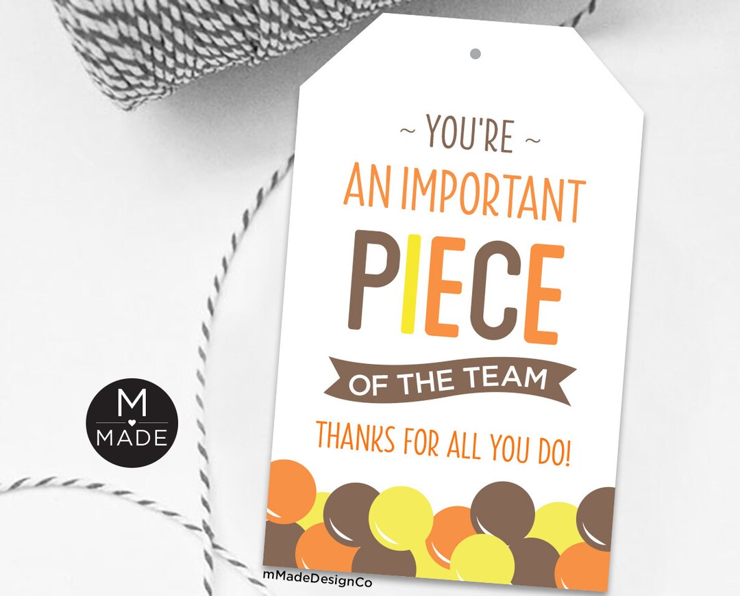 You're an Important Piece of the Team Employee Appreciation Gift Tags ...