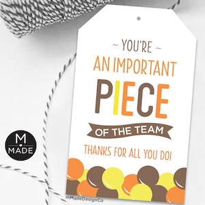 You're an Important Piece of the Team Employee Appreciation Gift Tags ...