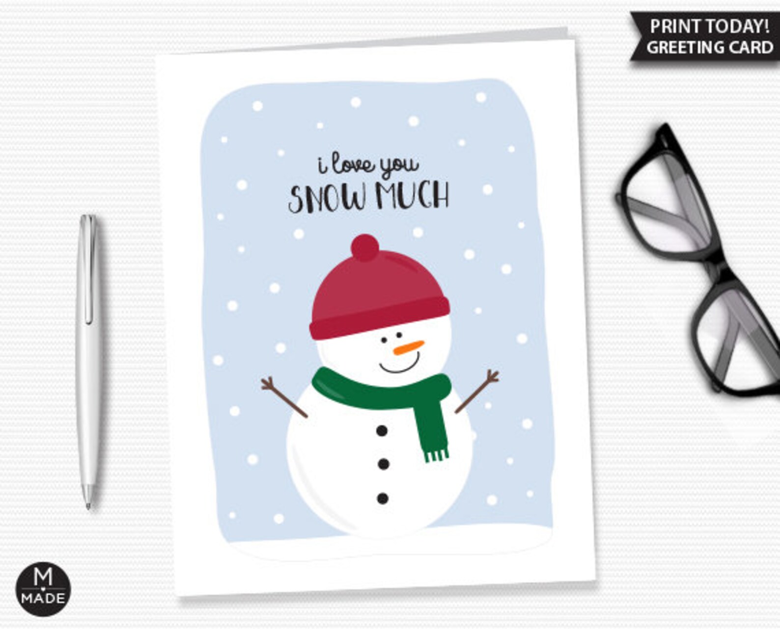 I Love You Snow Much I Love You Card Snowman Card I Love | Etsy