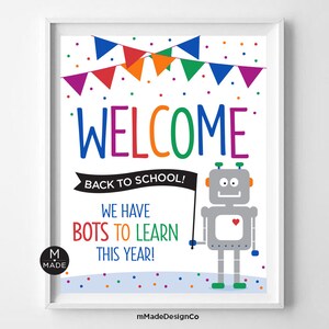 Robot Welcome Back to School Sign,robot Bulletin Board Decor,classroom ...