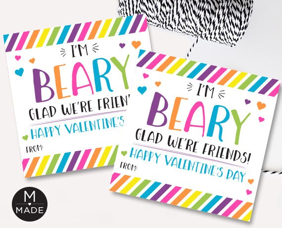 Beary Glad We're Friends, Gummy Valentines, Teddy Valentines, Kids ...