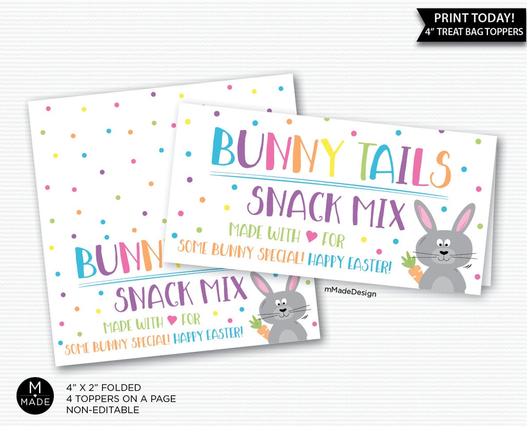 Bunny Tails Snack Mix Easter Bag Topper Homemade Snack Mix Easter Treat ...