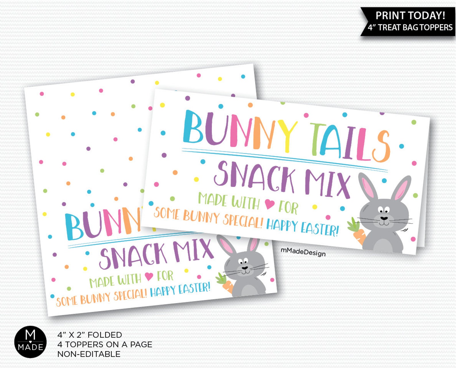 Bunny Tails Snack Mix Easter Bag Topper Homemade Snack Mix Easter Treat ...