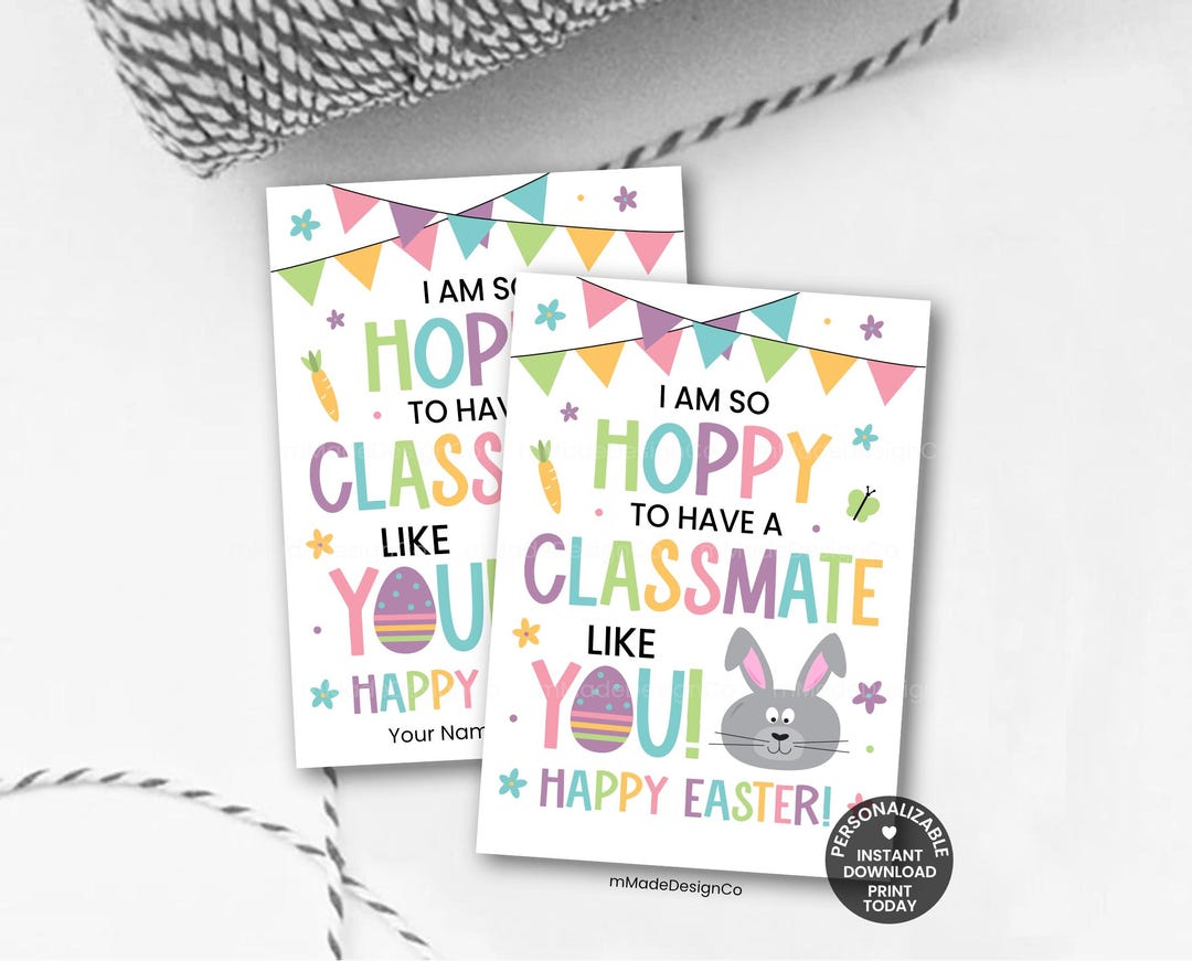 Classmate Easter Gift Tags Personalizable Template Classroom School ...