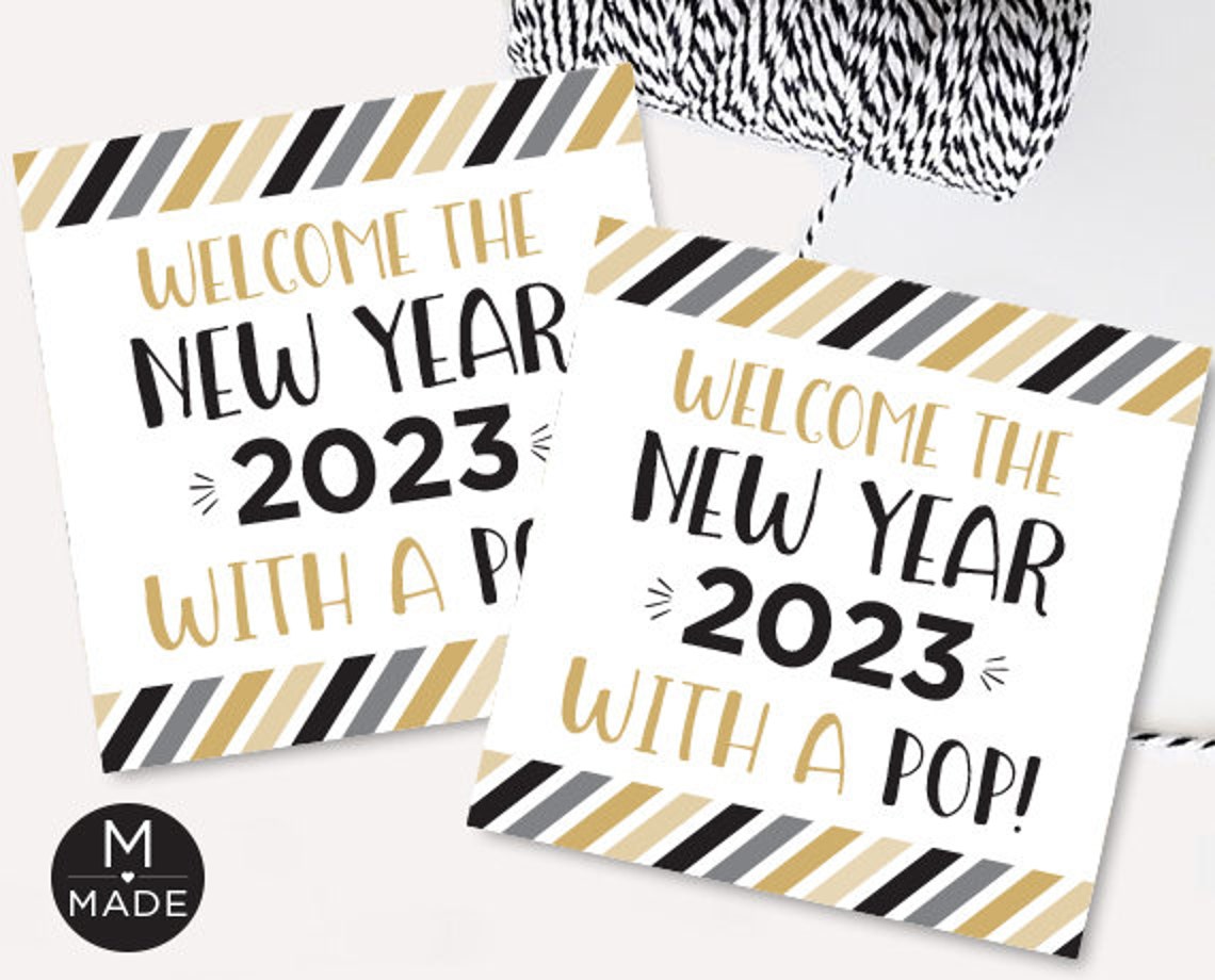 Welcome the New Year With A Pop New Year's Favor Tags - Etsy