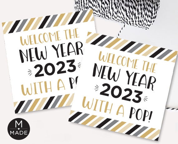 Welcome the New Year With A Pop New Year's Favor Tags - Etsy