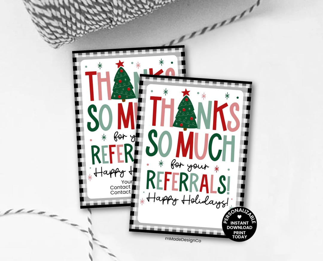 Holiday Referral Marketing Tags Personalizable Template Client ...