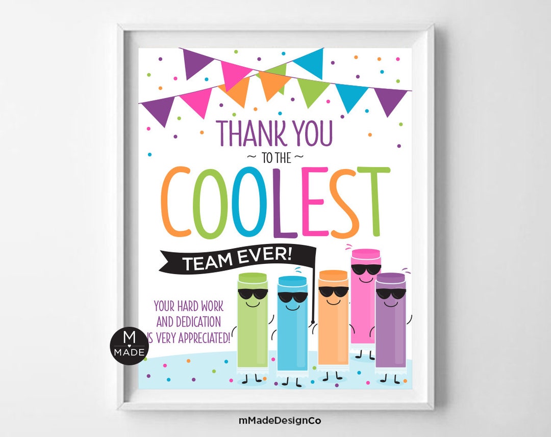 Coolest Team Ever Employee Appreciation Sign Ice Cream Freeze Pops Ice ...
