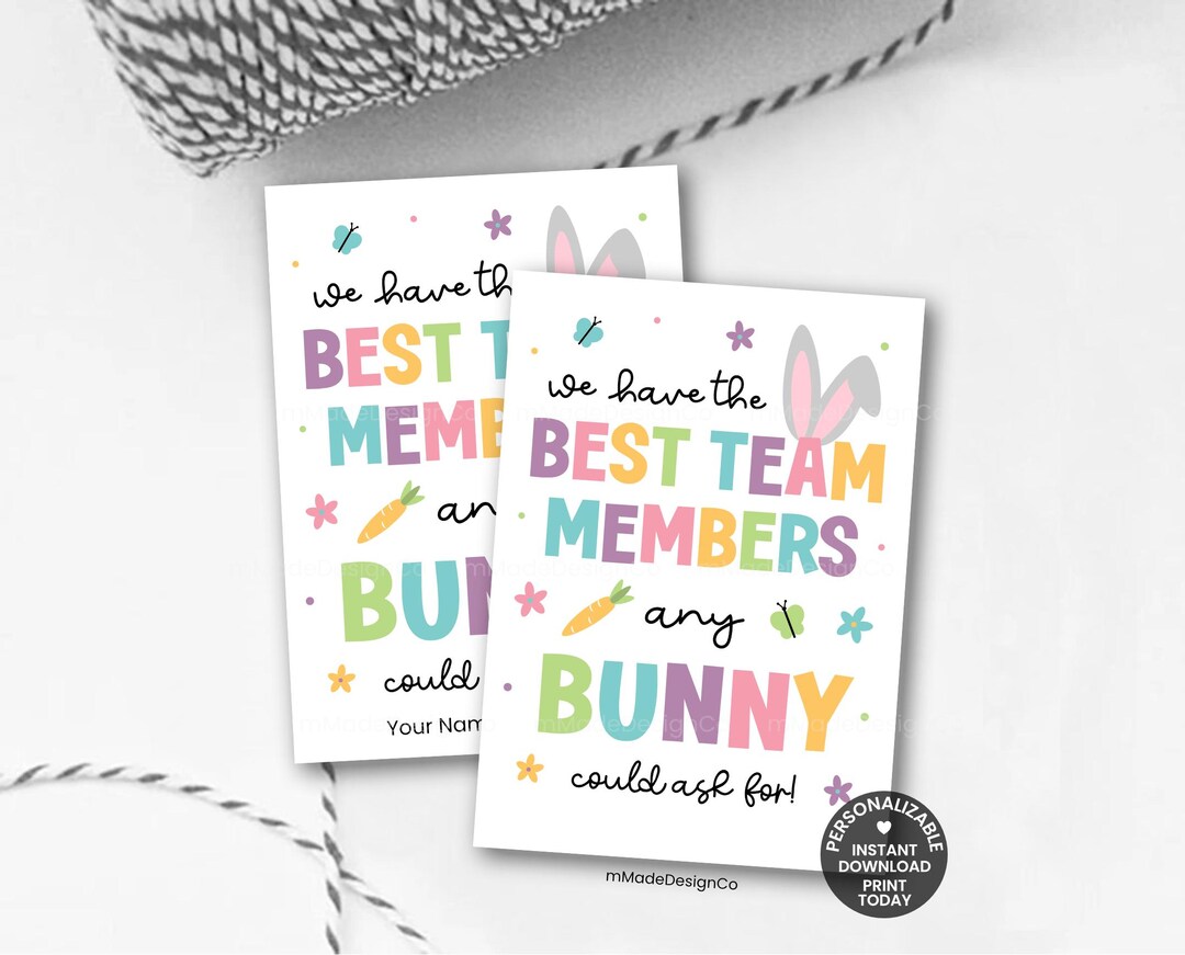 Easter Team Appreciation Gift Tags Personalizable Template Coworker ...